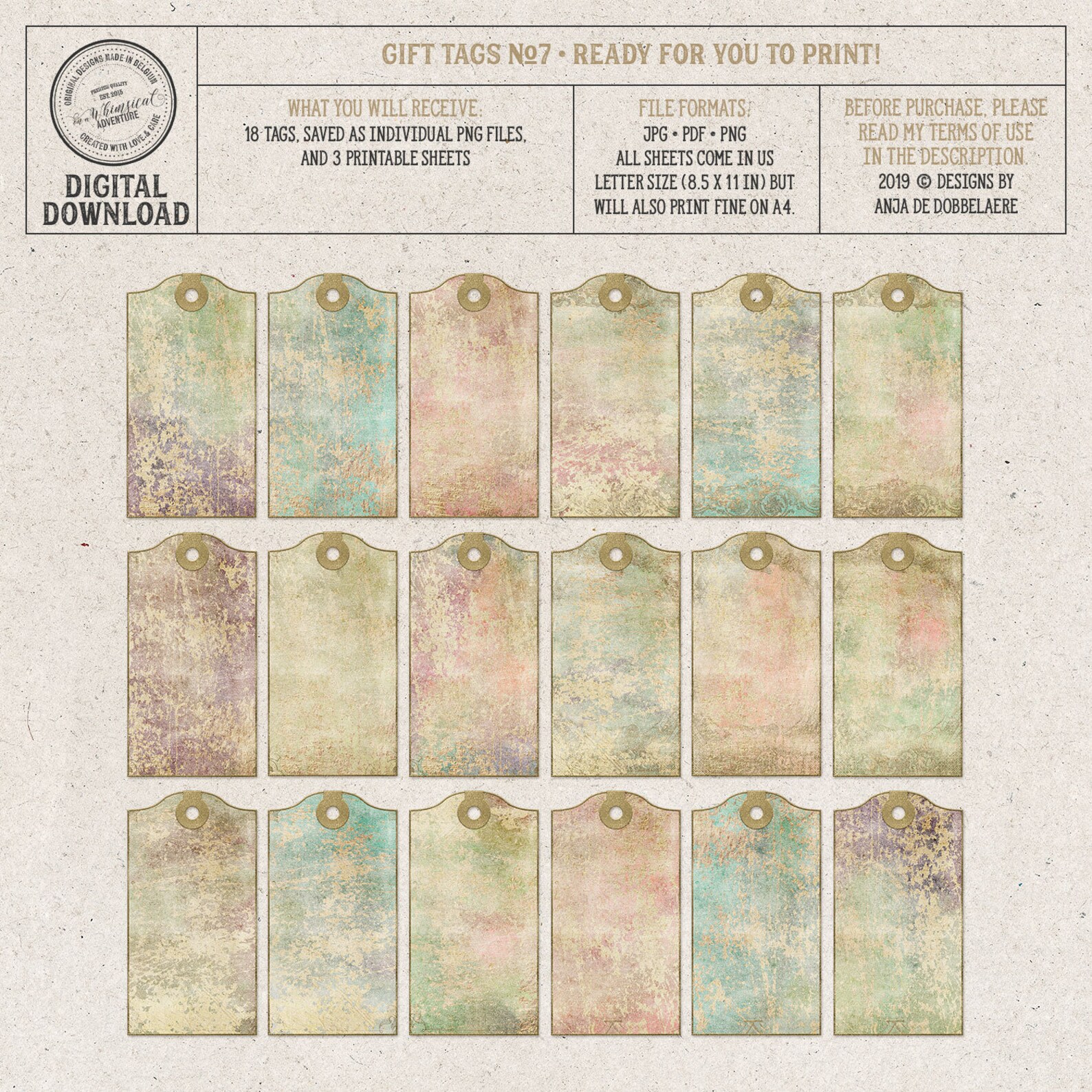 Gift Tags Boudoir Shabby Chic Printable Labels Rose Gold - Etsy