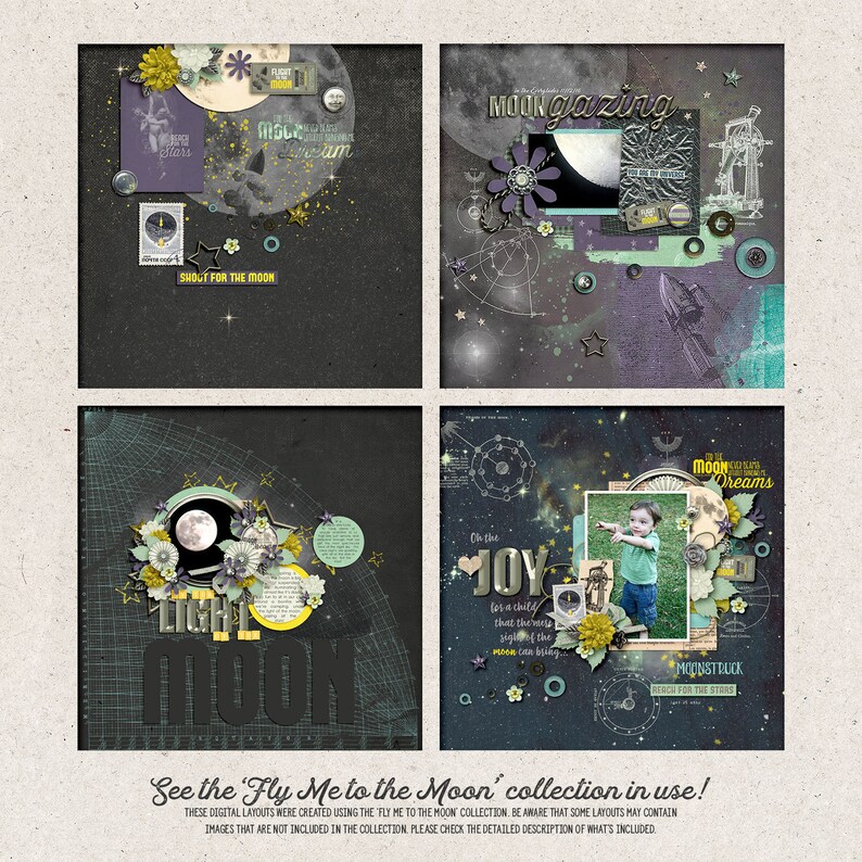 Outer Space Scrapbook Kit to the Moon and Back Astronomy - Etsy