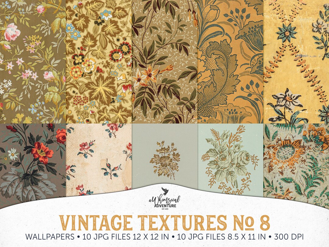 Printable Fall Digital Paper, Botanical Vintage Wallpaper for ...