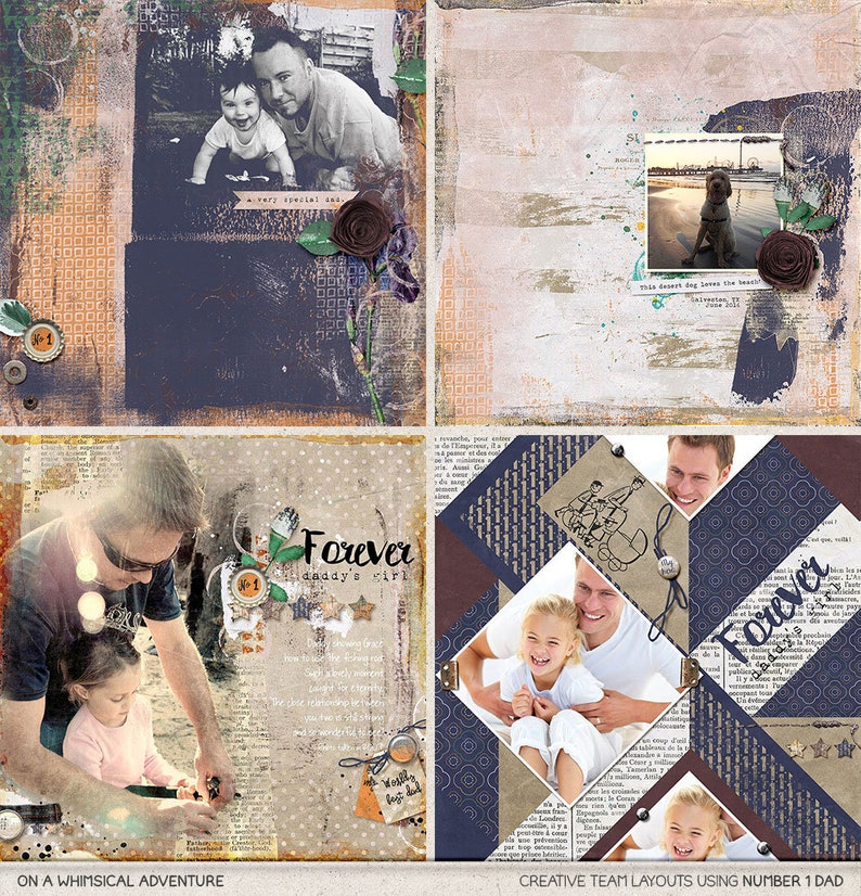 Digital Scrapbook Paper, Mixed Media Art, Father's Day Gift, for Him ...