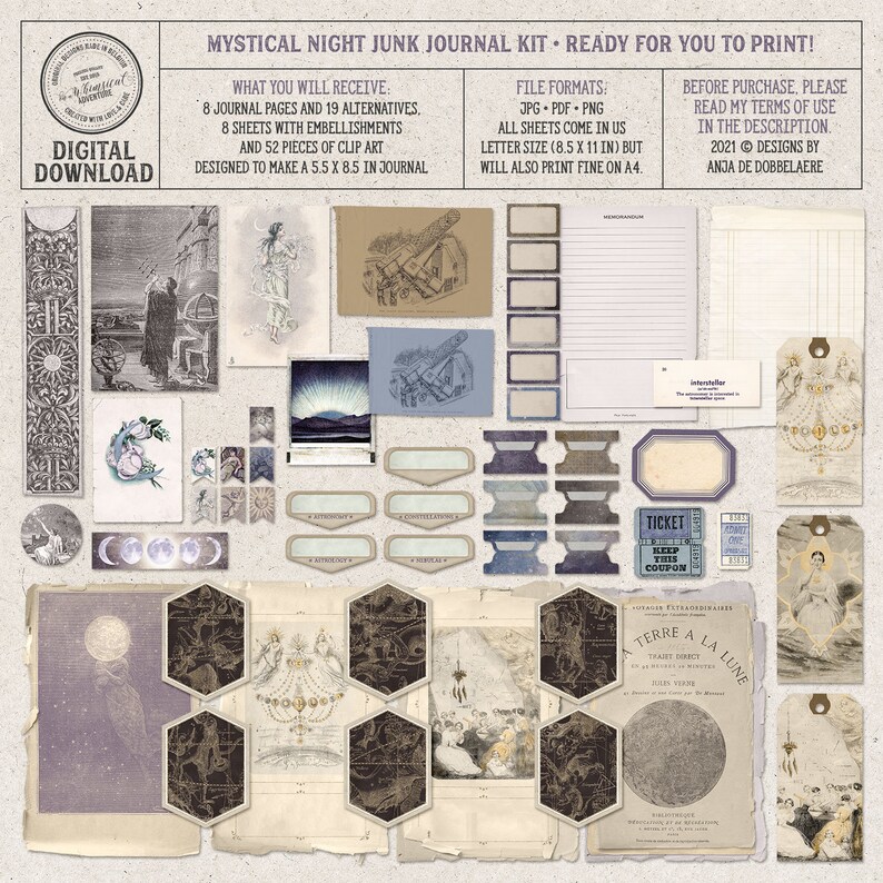 Celestial Junk Journal Printable Astronomy Collage Kit - Etsy