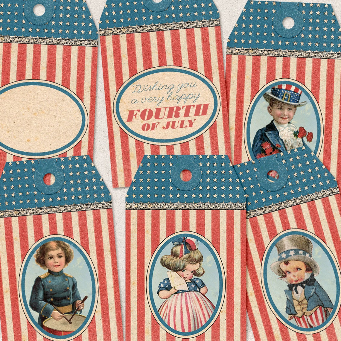Stars and Stripes, 4th of July, Printable Gift Tags, Red White Blue ...