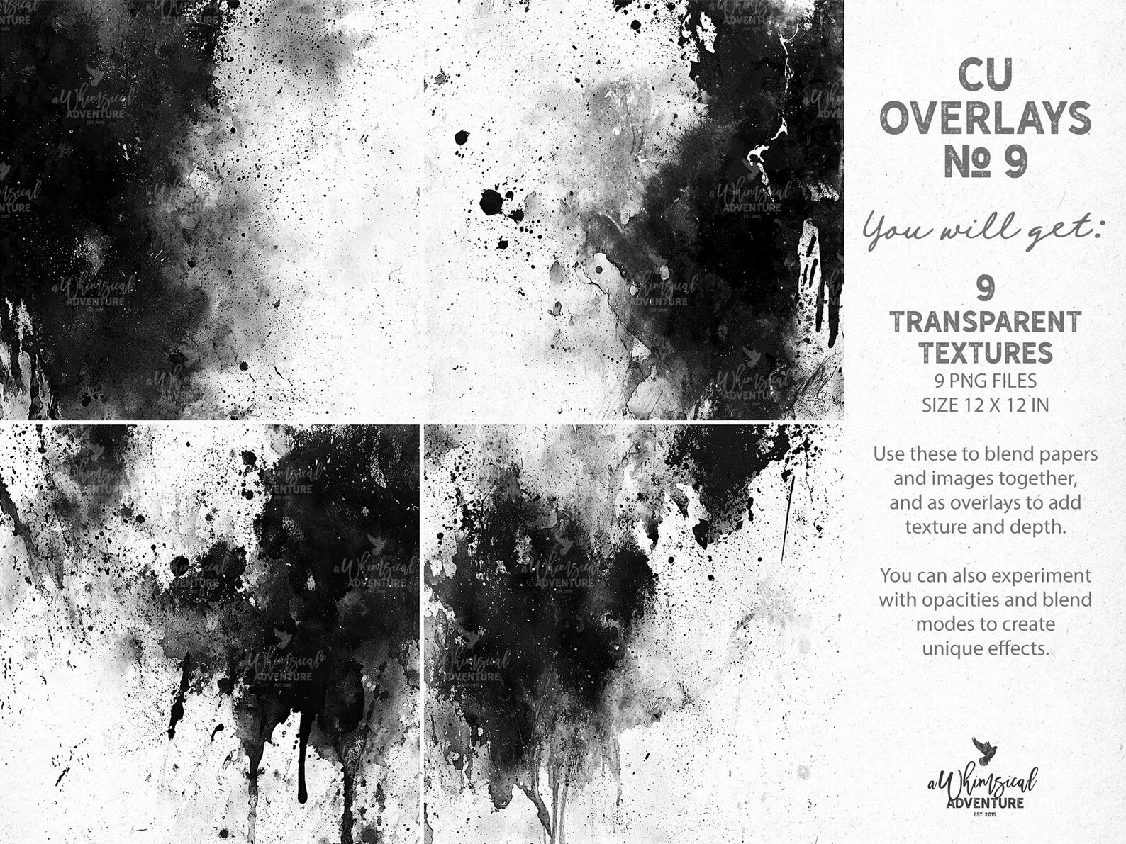 Transparent Painted Overlays PNG Files Scrapbook Designer Tools ...