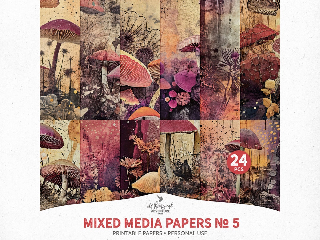 Mixed Media Printable Mushroom Goblincore Scrapbook Collage Paper ...