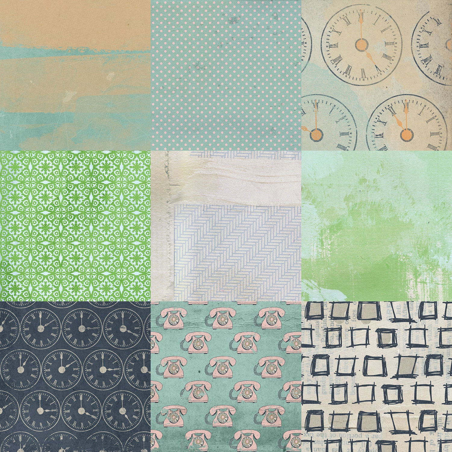 Mixed Media Digital Paper Pack Busy Life Hand Drawn - Etsy