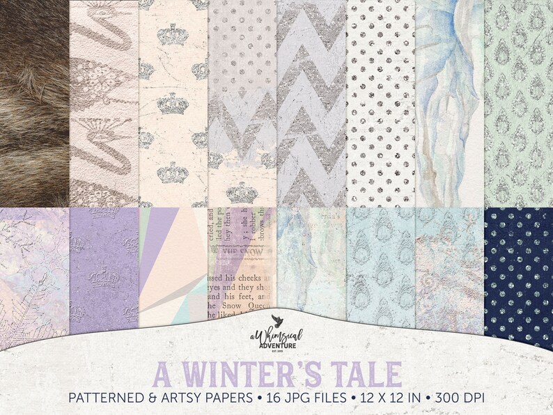Snow Queen Winter Patterned Paper Pack Digital Paper - Etsy