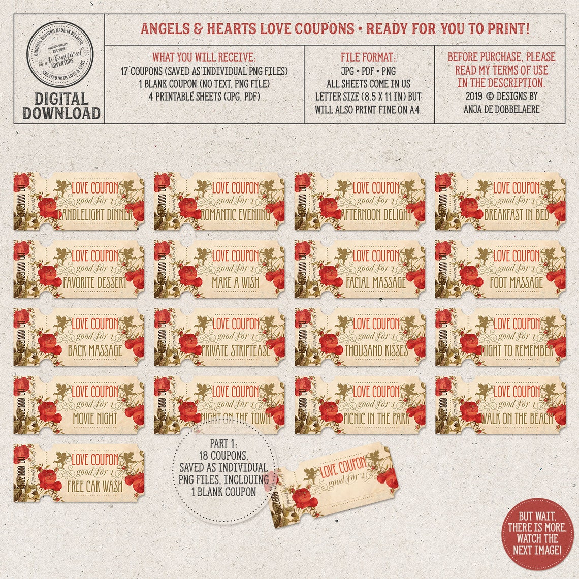 Printable Coupons Love Coupons Gift For Her Gift For Him | Etsy