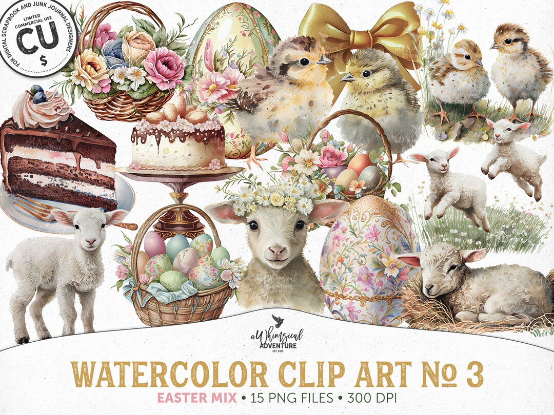 Easter Watercolor Clipart Mix for Commercial Use, Digital Download ...