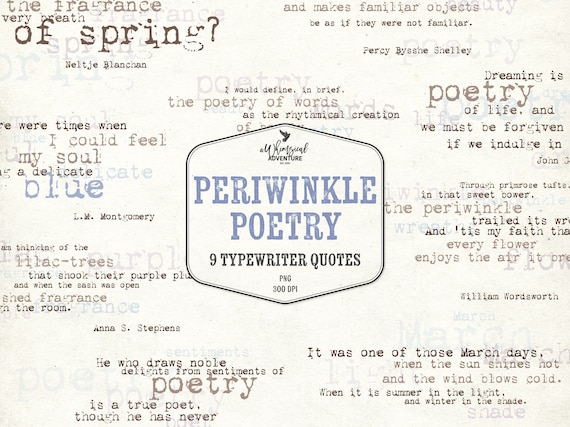 Periwinkle Poetry Typewriter Quotes Word Art Clipart - Etsy