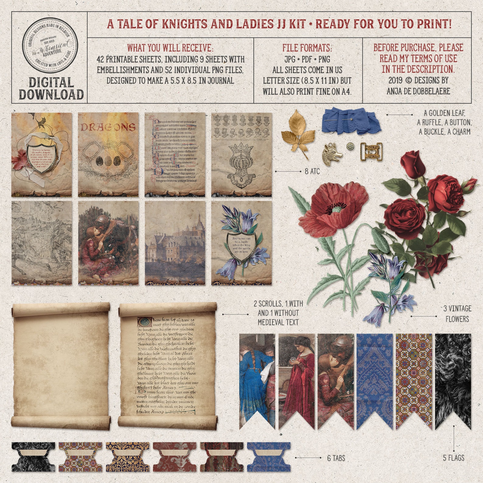 Junk Journal Kit Medieval Journal Once Upon A Time Knights | Etsy