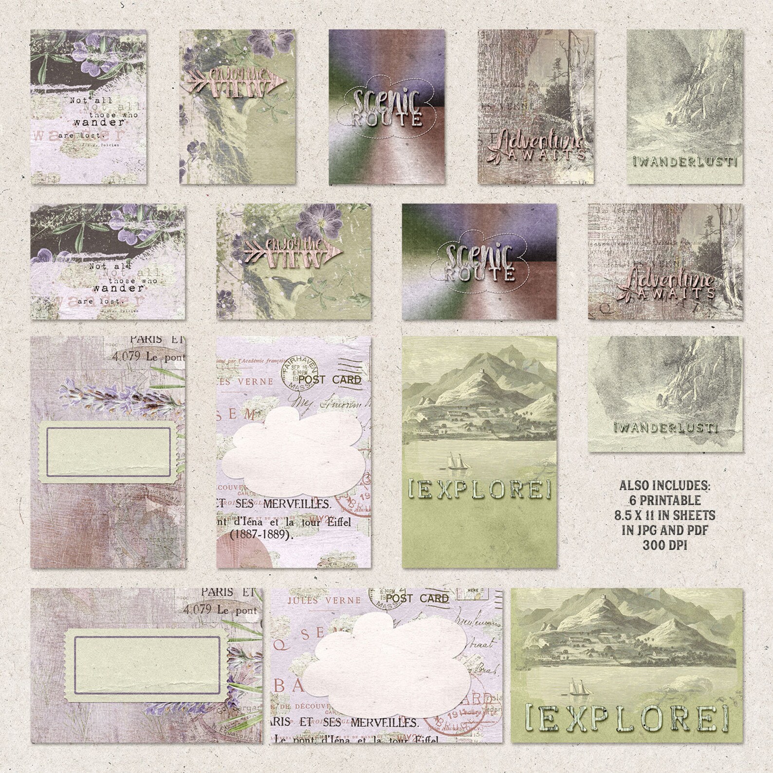 Travel Journal Printable Pocket Cards Travel Quotes - Etsy