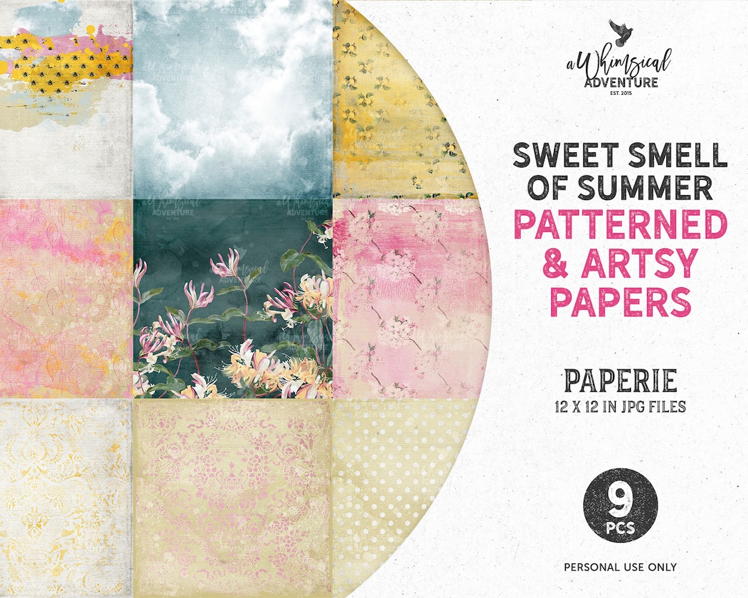 Sweet Smell of Summer Digital Scrapbook Paper, Instant Download Vintage ...