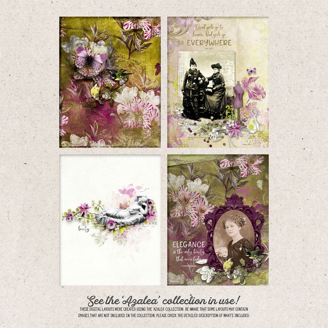 Azalea Scrapbook Elements, Digital Word Art, Instant Download, Gift for ...