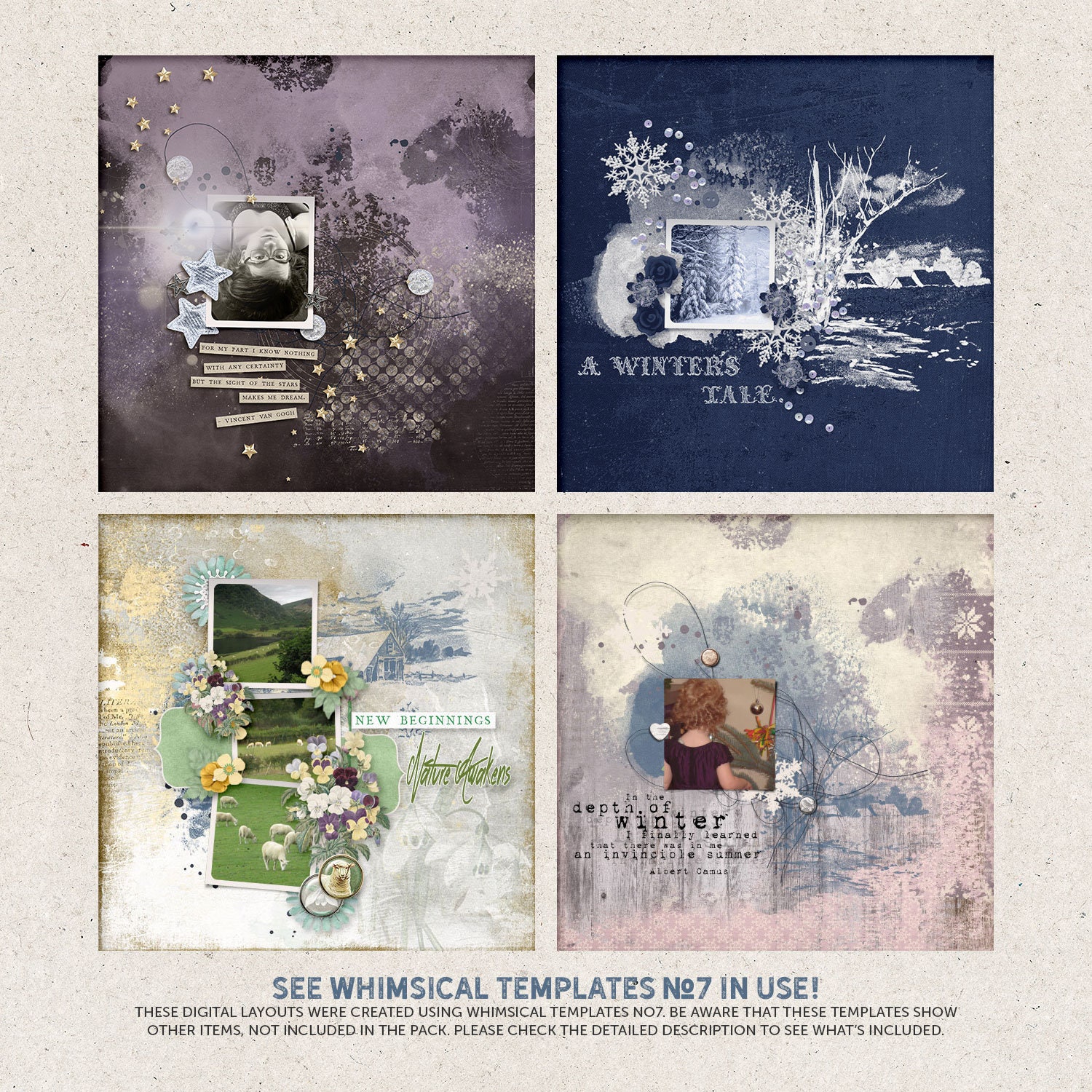 Scrapbook Digital Collage, Digital Storyboard Template, Layered ...