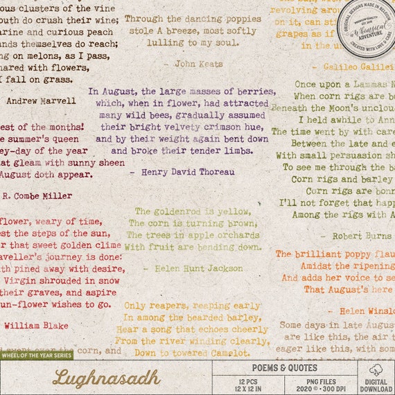 Lughnasadh Word Art August Quotes Typewriter Poems Lammas | Etsy