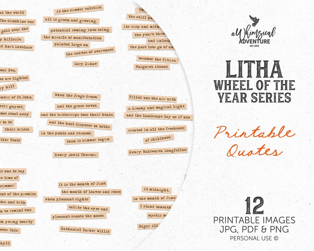 Litha Printable Word Art, Summer Quotes and Sayings, Junk Journal ...