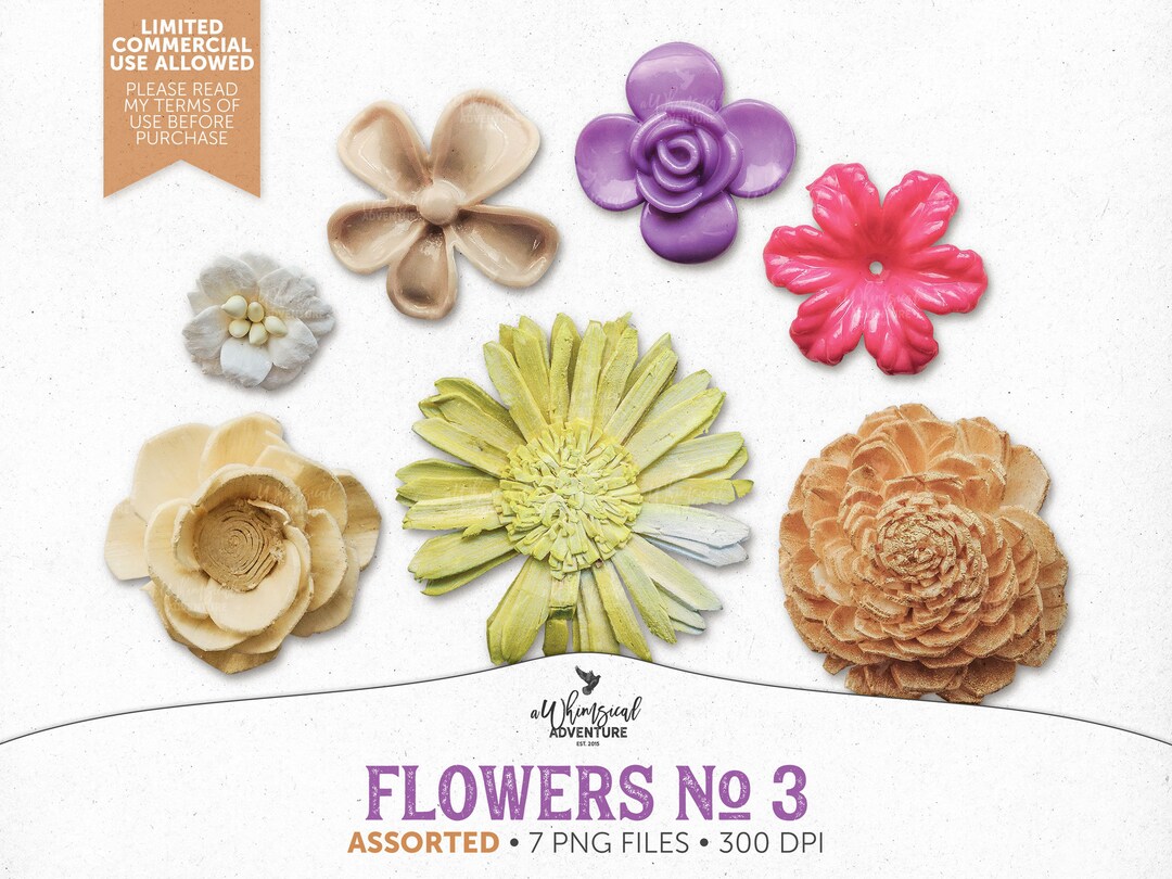 Flowers Clip Art, Mix and Match, Artificial Flowers, Commercial Use ...