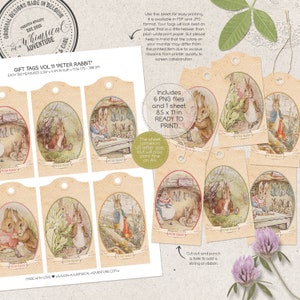 Peter Rabbit, Gift Tags, Printable Labels, Beatrix Potter, Baby Shower ...
