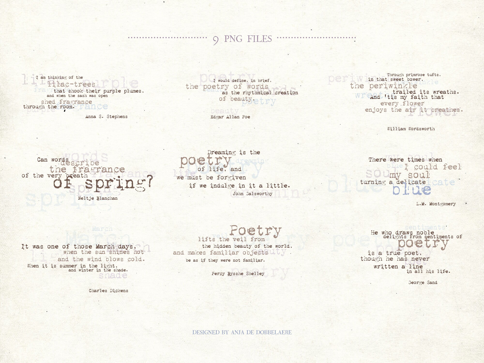 Periwinkle Poetry Typewriter Quotes Word Art Clipart - Etsy