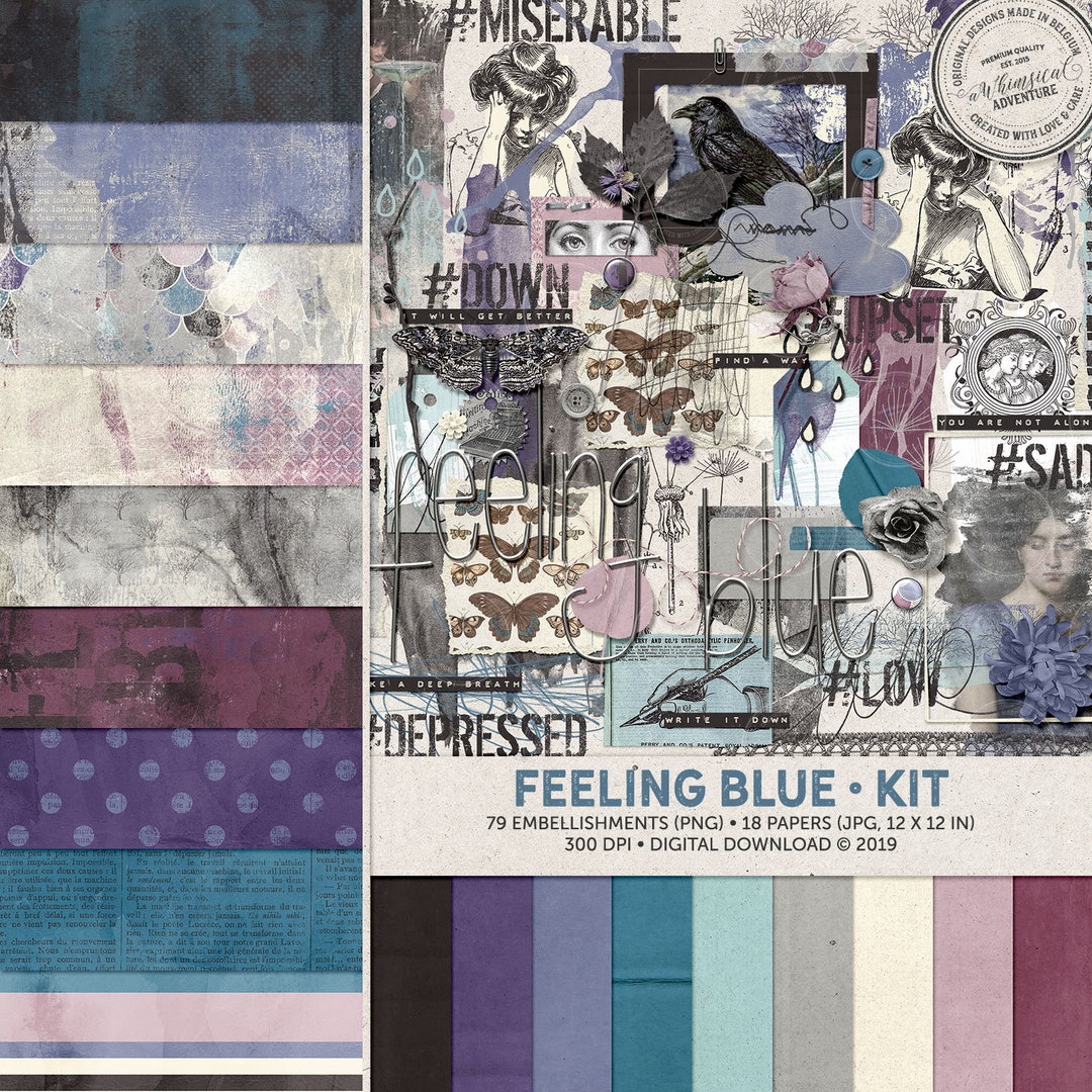 Feeling Blue, Sadness, Self-care Kit, Anti-anxiety, Art Journal Pages ...