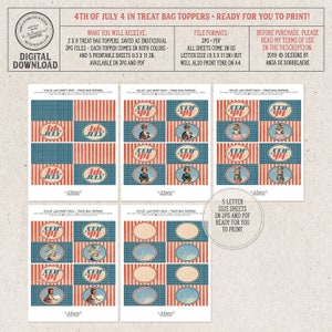 DIY Party Favors, Treat Bag Toppers, Stars and Stripes, 4th of July ...