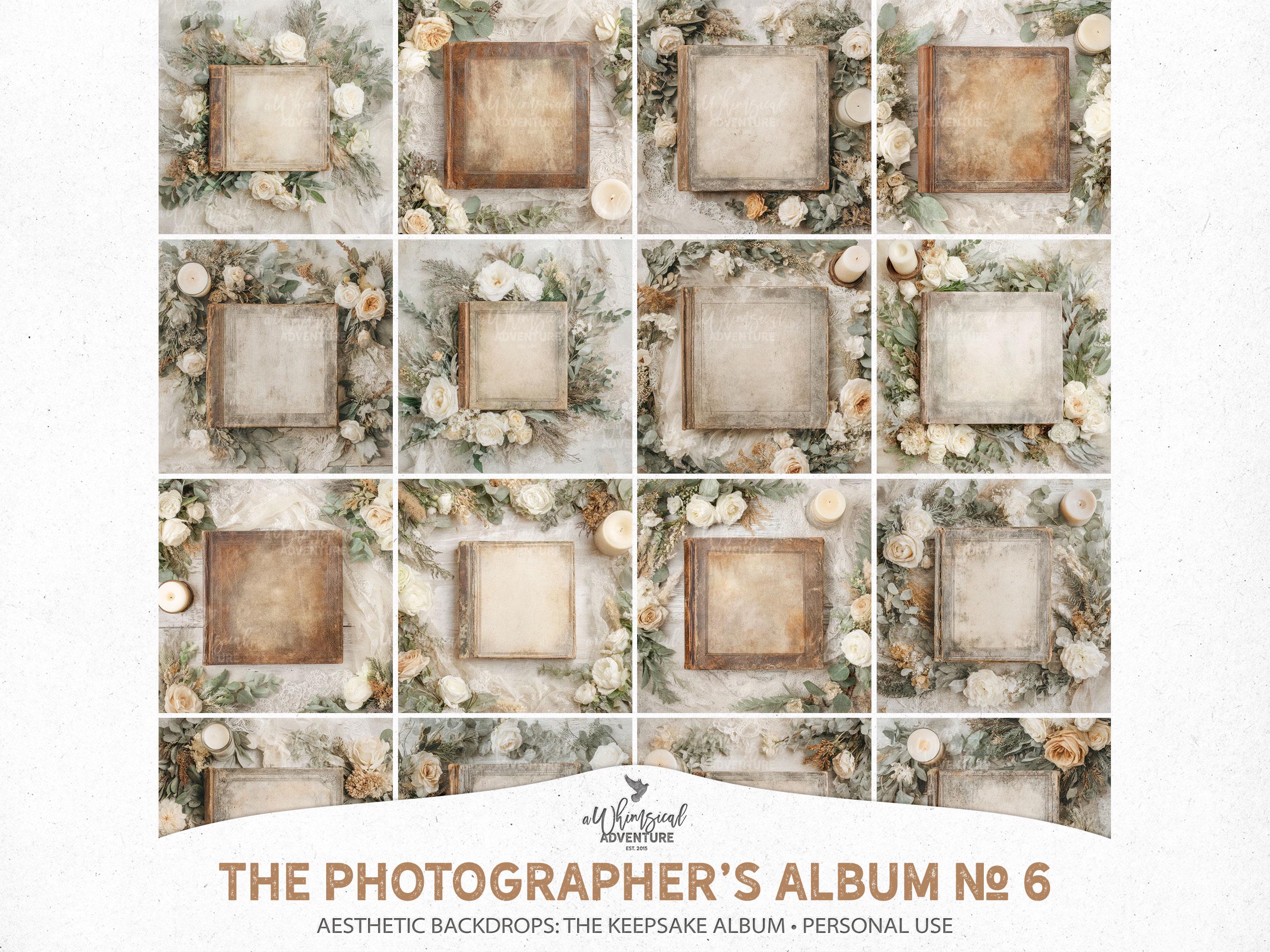 Rustic Wedding Photo Album Scene Paper Backdrop, Digital Download White ...