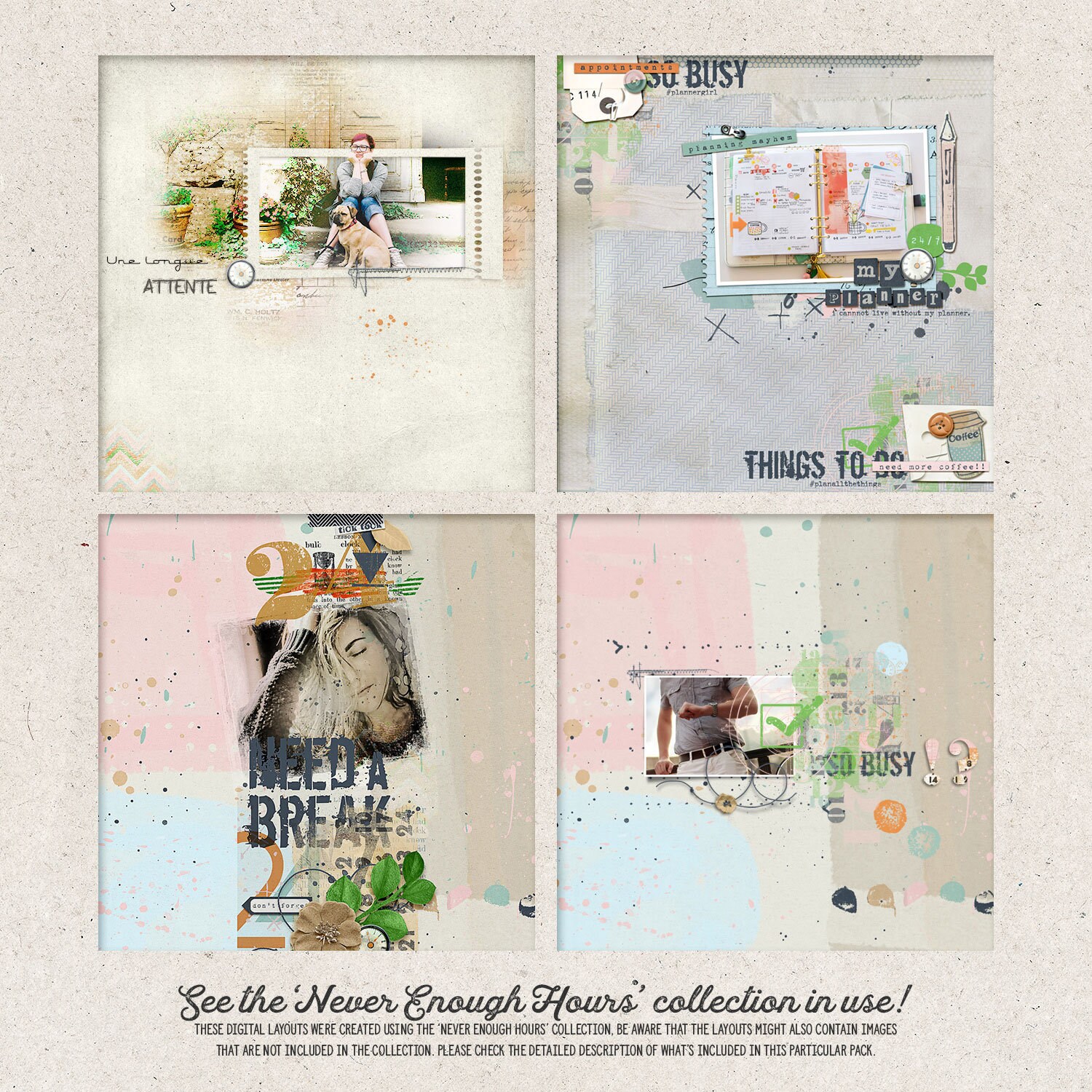 Mixed Media Digital Paper Pack Busy Life Hand Drawn - Etsy