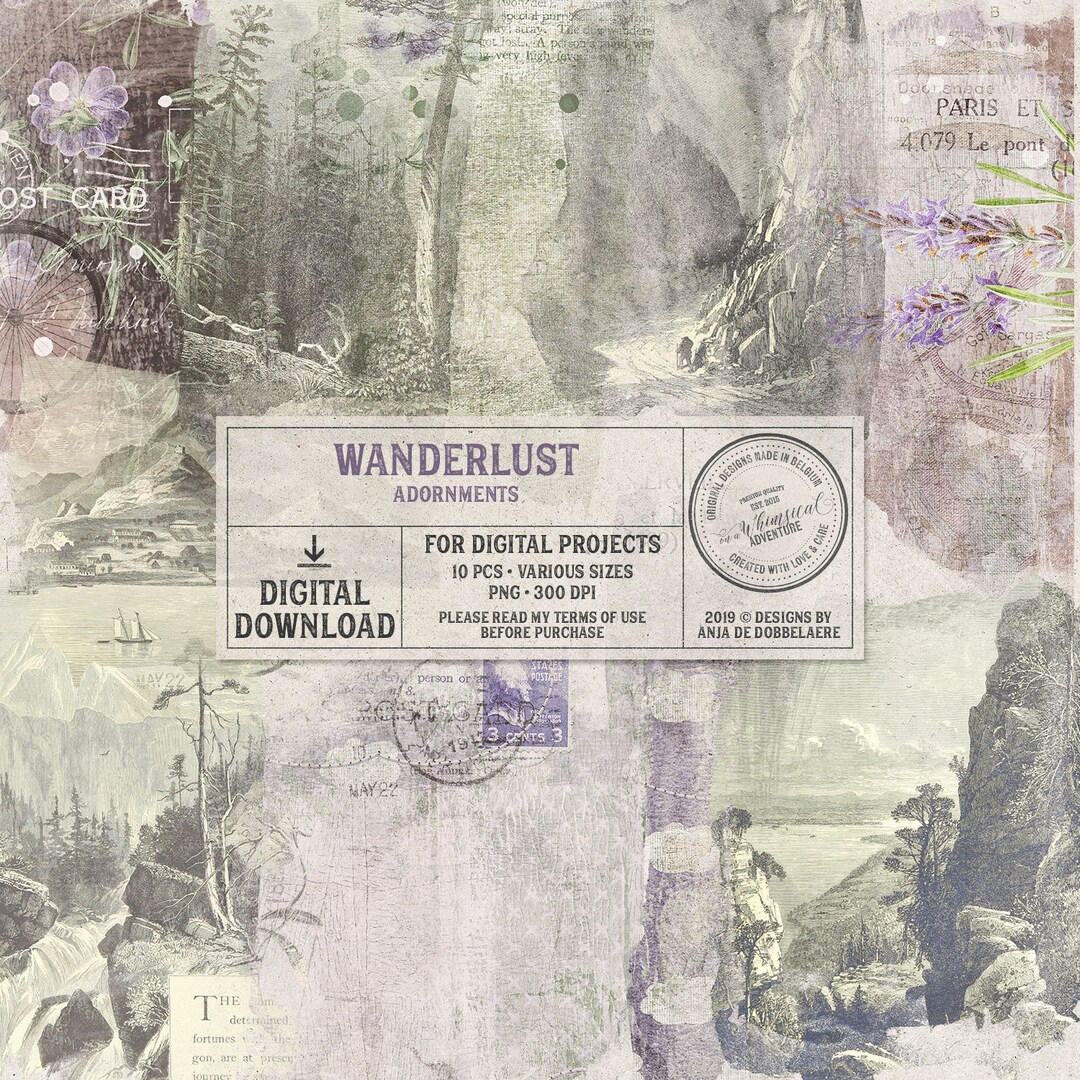 Travel Photoshop Overlays, Rub-on Transfers, Vintage Landscape, Instant ...