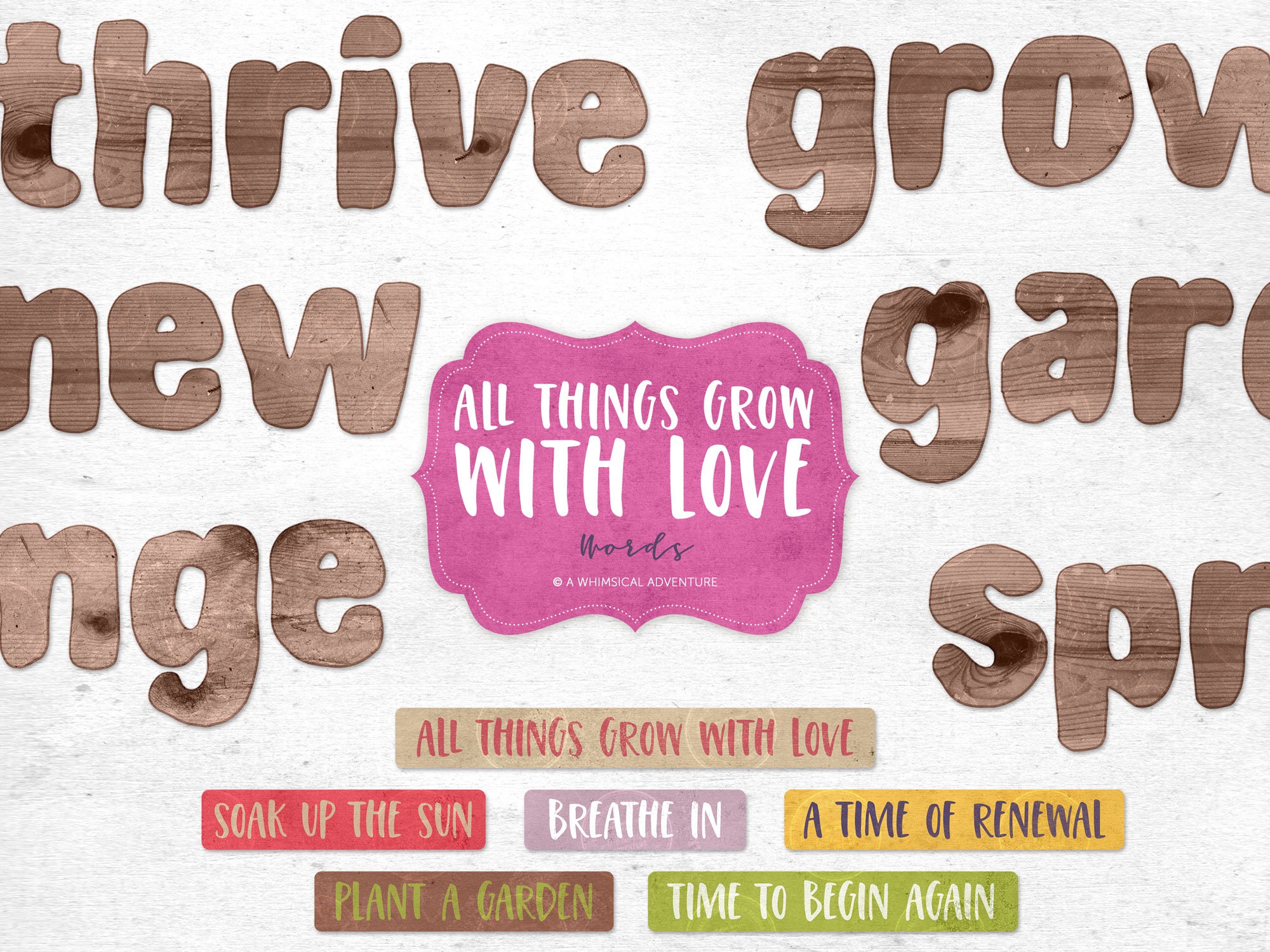 Time to Begin Again Spring Garden Words Paper Word Strips | Etsy