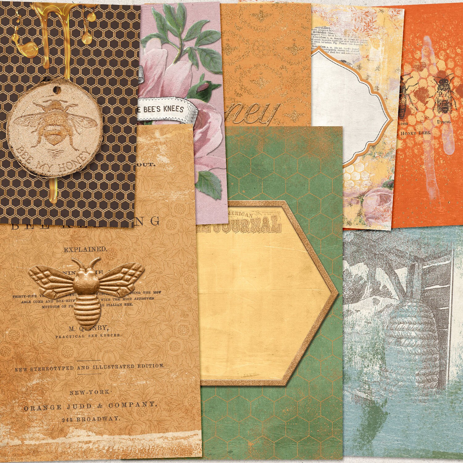 Beekeeper Gift Printable Collage Sheet Save The Bees Project Life ...