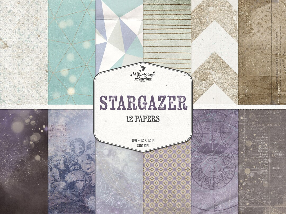 Stargazer Digital Paper, Galactic Backgrounds Sheets, Vintage Star Maps ...
