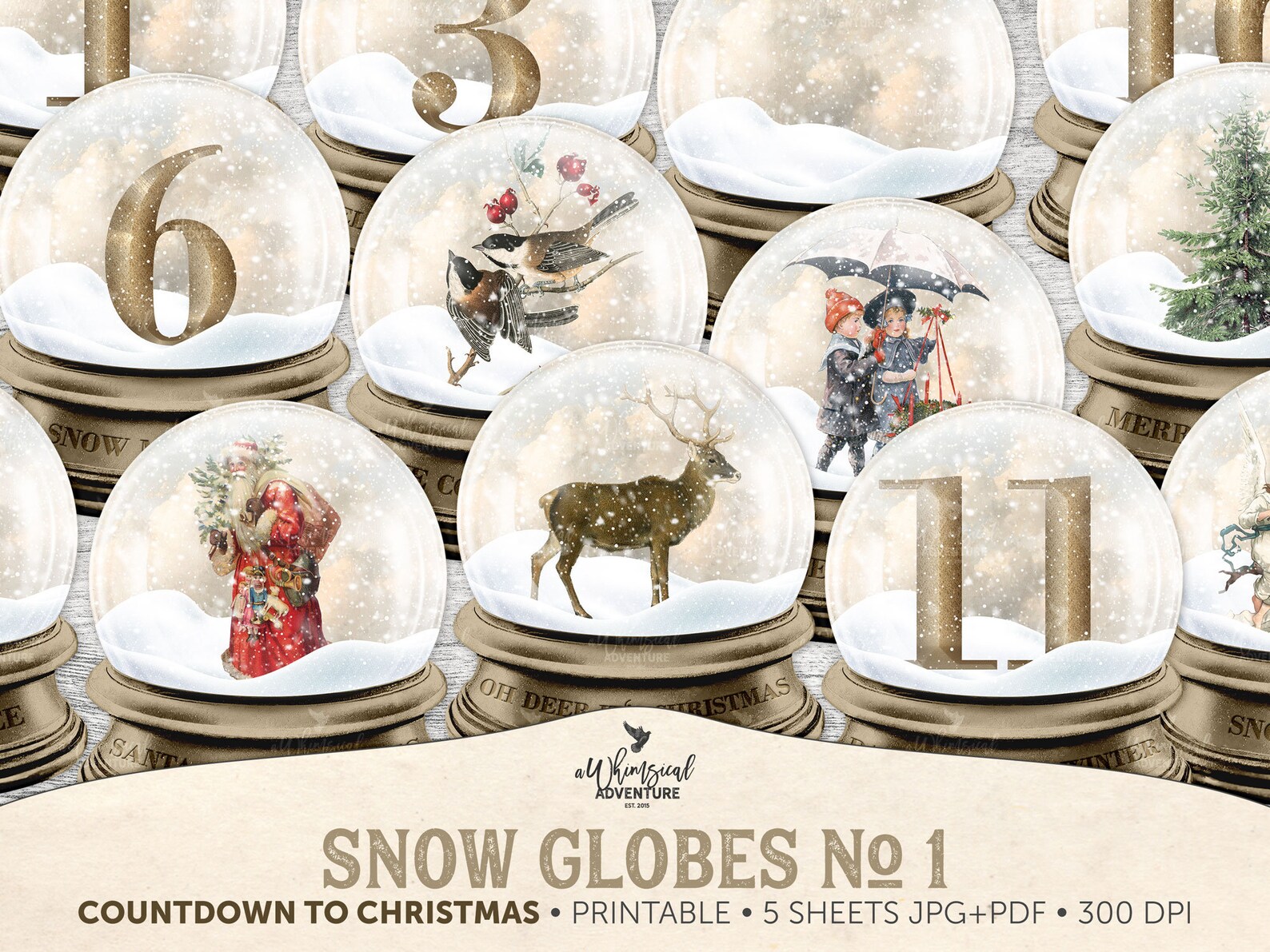 Printable Christmas Snow Globe Countdown for Advent Calendar - Etsy