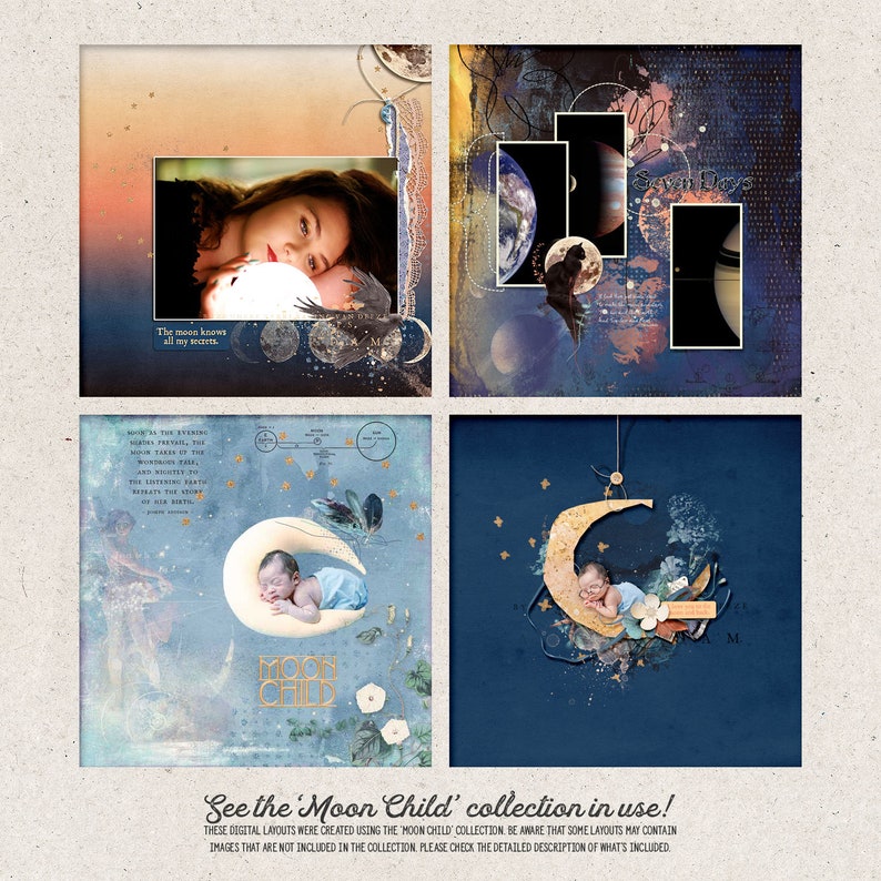 Stay Wild Moon Child Digital Collage Scrapbook Elements - Etsy