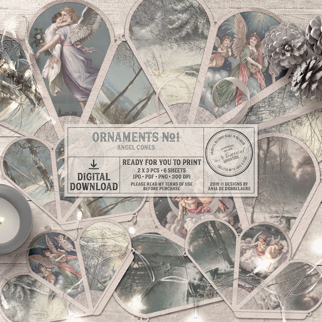 Printable Angel Ornaments, DIY Christmas Decor, Instant Download ...