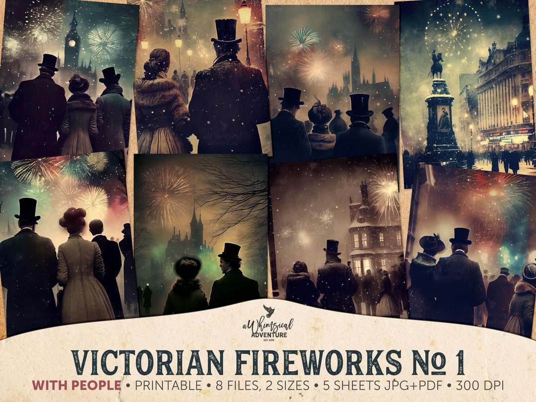 Victorian New Years Eve Fireworks Digital Art Junk Journal Ephemera ...