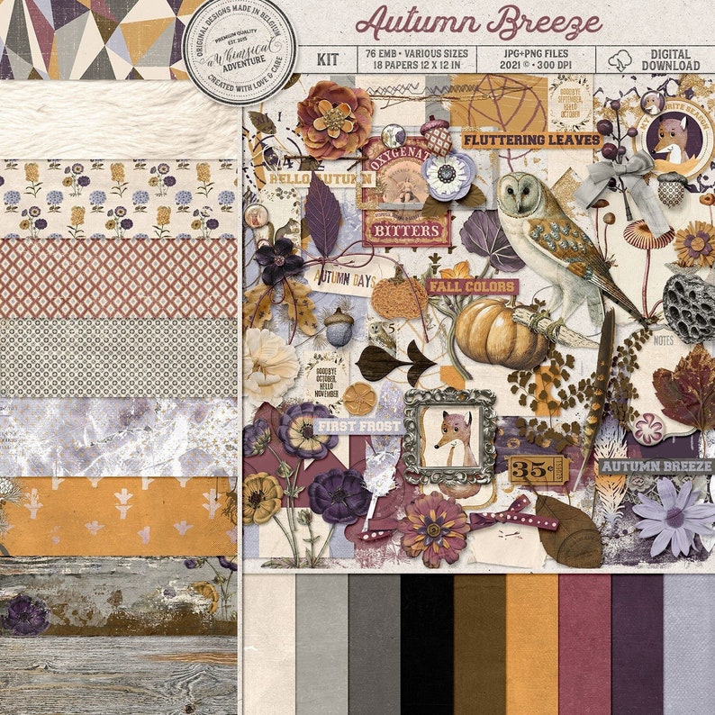 Autumn Decor Scrapbook Kit Craft Kit 12x12 Papers Fall | Etsy