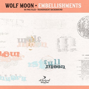Wolf Moon Native American Indian Clipart and Tribal Ephemera, Digital ...