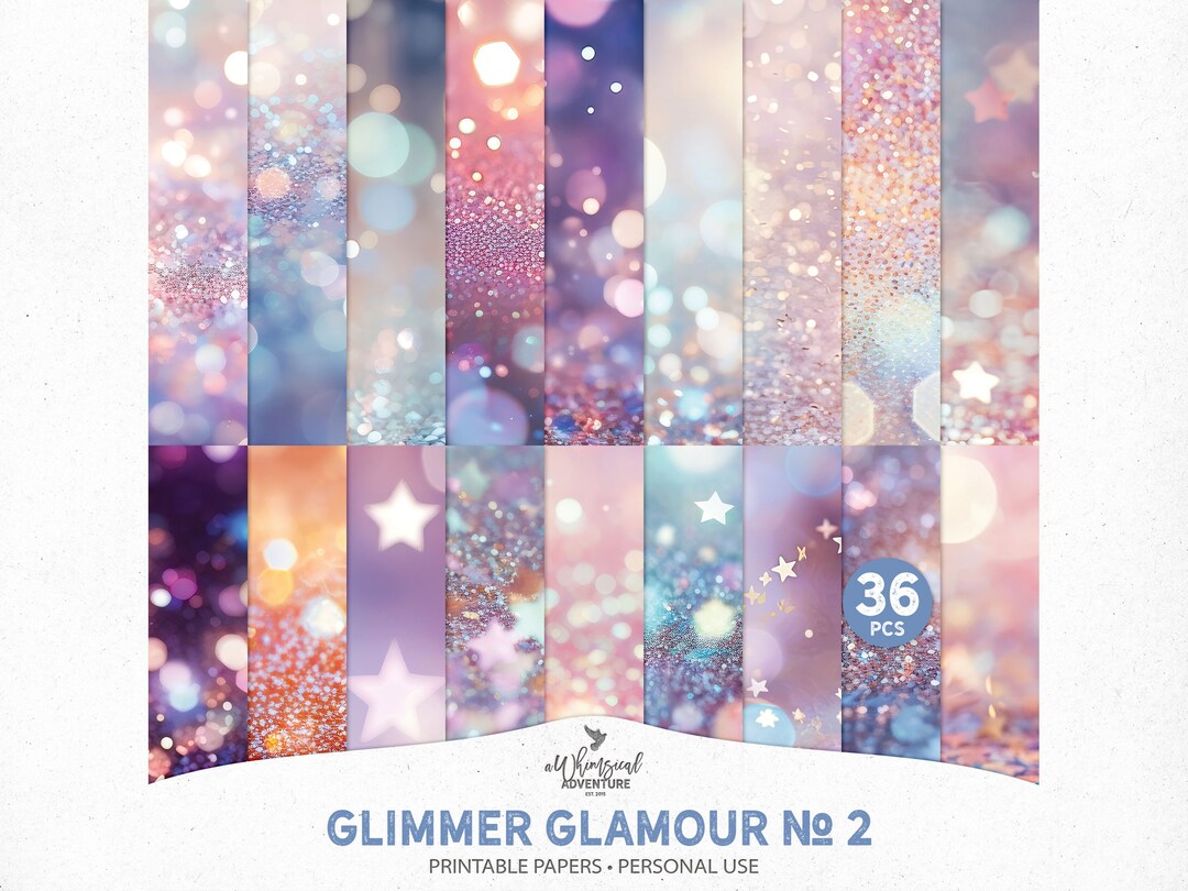 Printable Iridescent Bokeh and Glitter Scrapbook Paper, Digital ...
