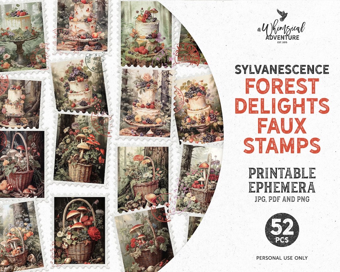 Sylvanescence Printable Enchanted Forest Faux Stamps With Cakes and ...