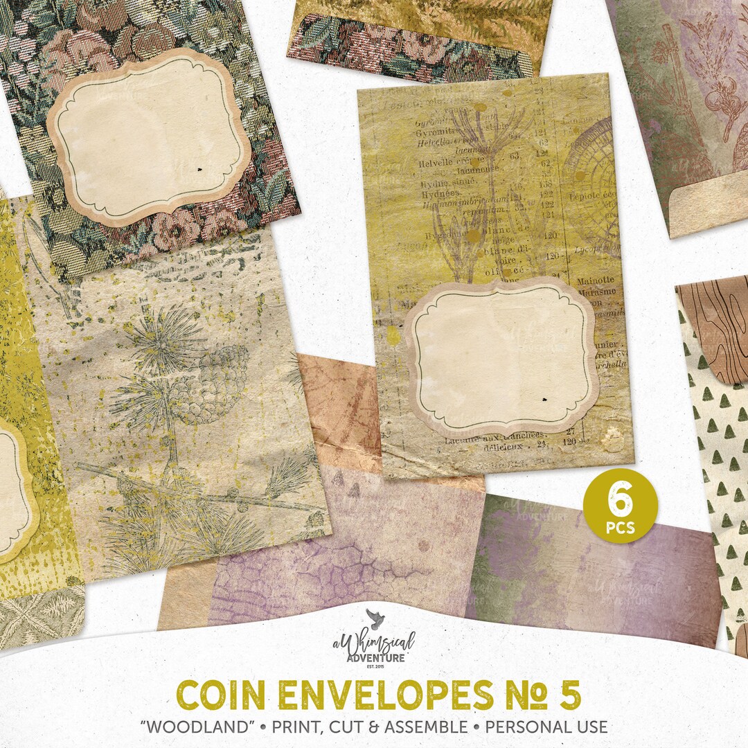 Printable Coin Envelopes, Junk Journal, DIY Paper Bag, Digital Collage ...