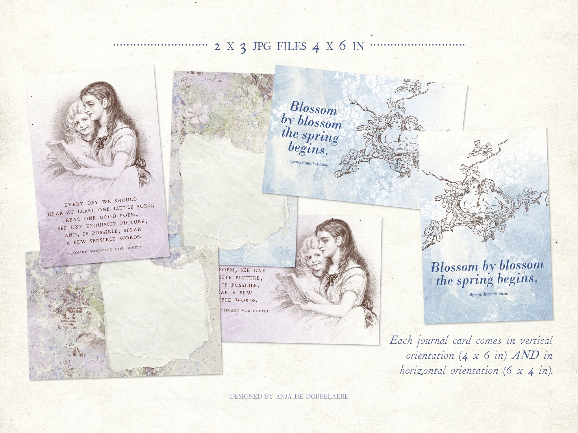 Periwinkle Poetry Printable Journal Cards Scrapbooking - Etsy