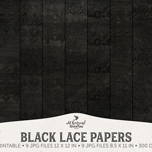Printable Digital Paper Gothic Black Lace Instant Download - Etsy