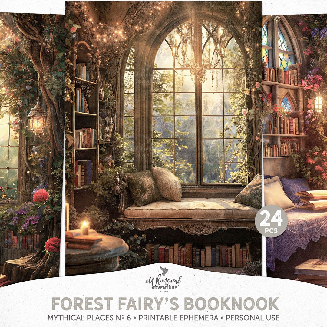 Magic Forest Fairy Fantasy Booknook Printable Junk Journal Papers ...