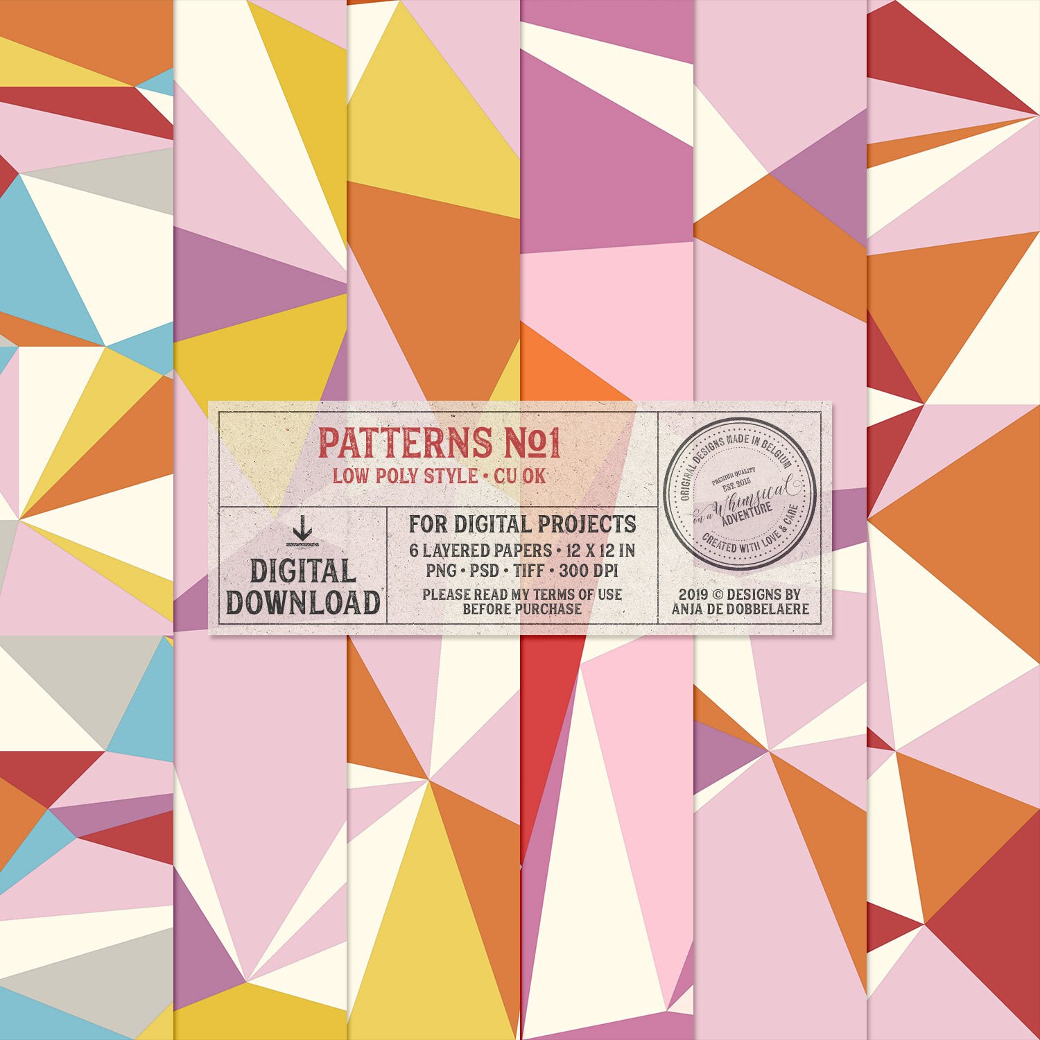 Geometric Art Low Poly Polygonal Shape Photoshop Template | Etsy