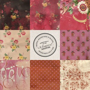 Digital Autumn Scrapbook Paper, Colorful Vintage Floral Patterned Paper ...