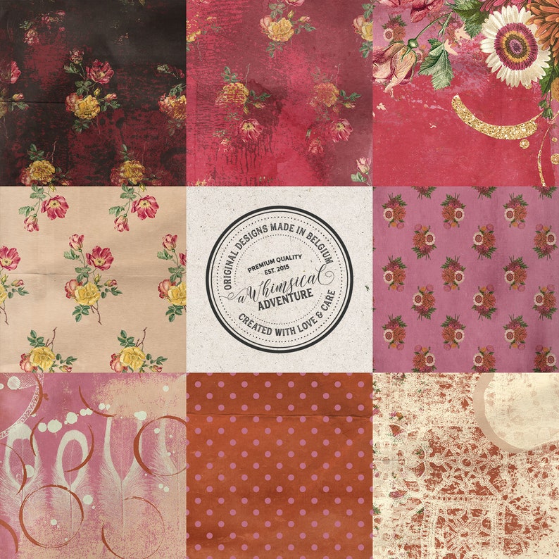 Digital Autumn Scrapbook Paper Colorful Vintage Floral - Etsy