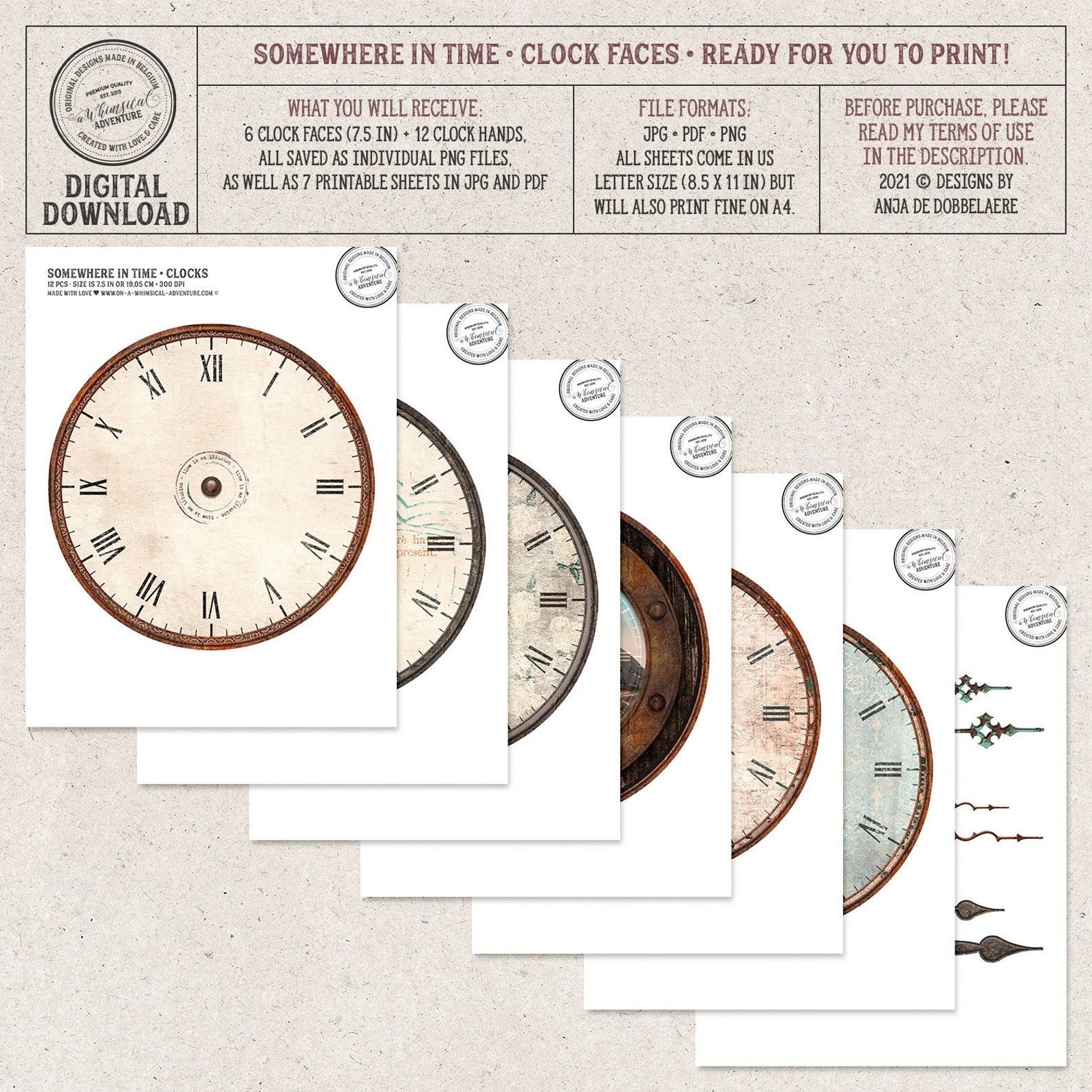 Clock Faces Kit Steampunk Clock Faces Printable DIY Clocks - Etsy