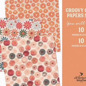 Groovy Glam 70s Retro Boho Hippie Floral Linen Paper, Digital Download ...