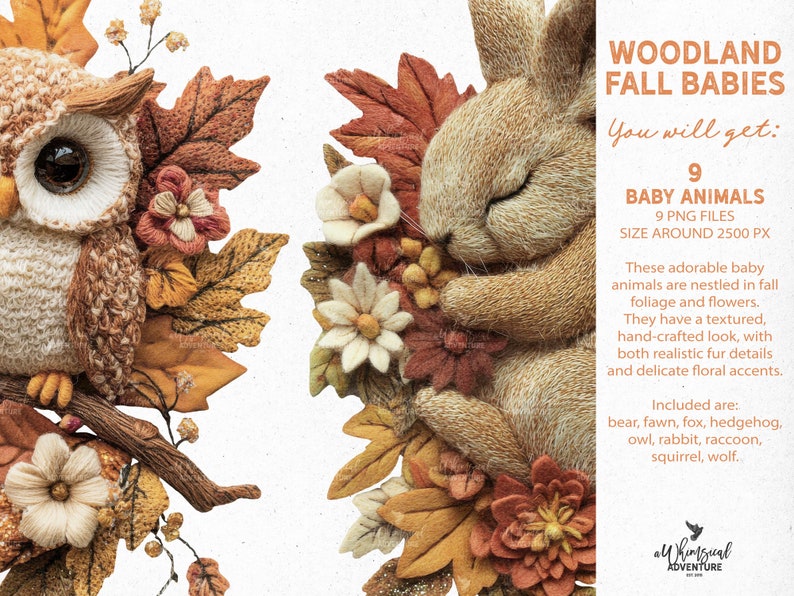 Cute Fall Woodland Baby Animals Clipart PNG Files, Digital Download ...