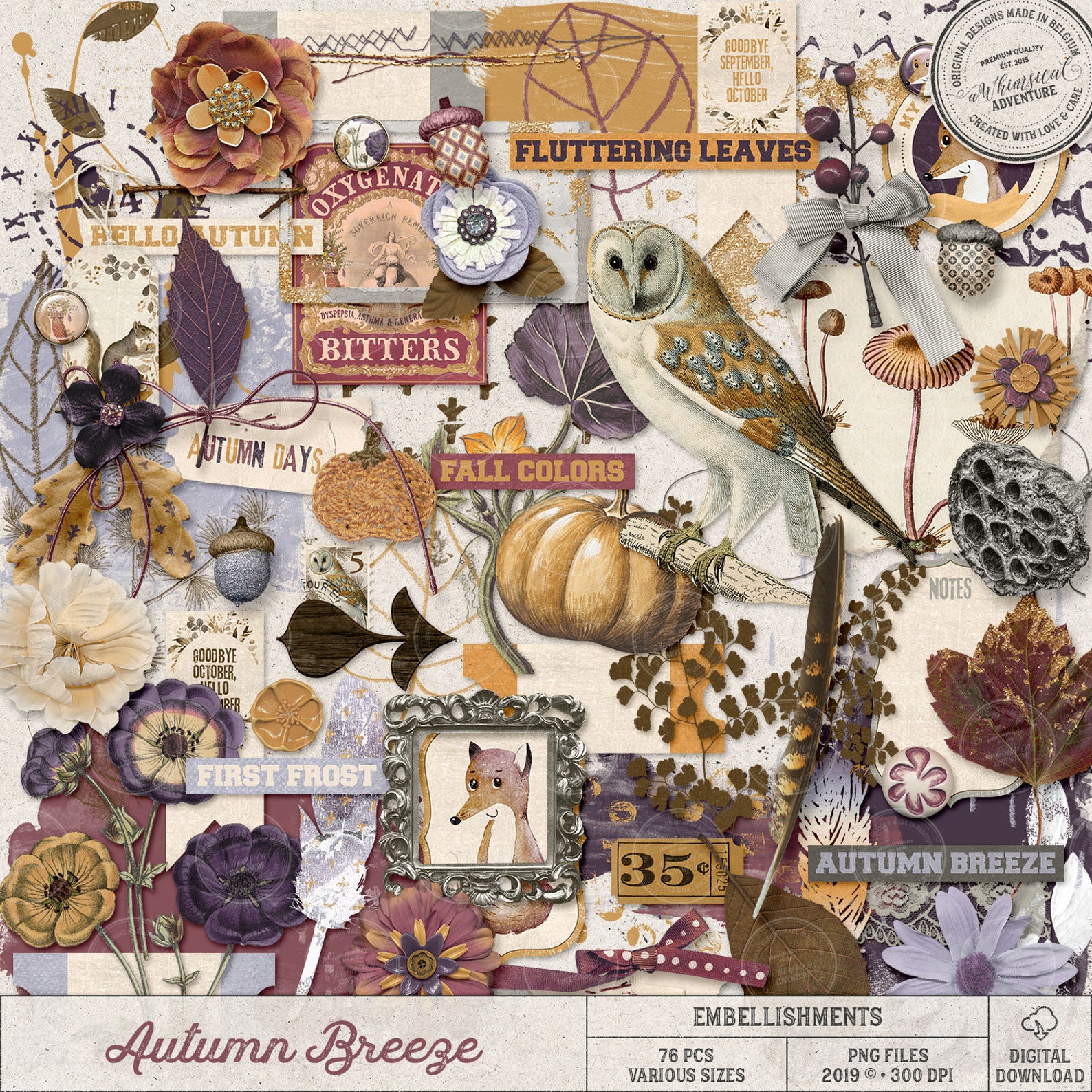 Autumn Decor Scrapbook Kit Craft Kit 12x12 Papers Fall | Etsy